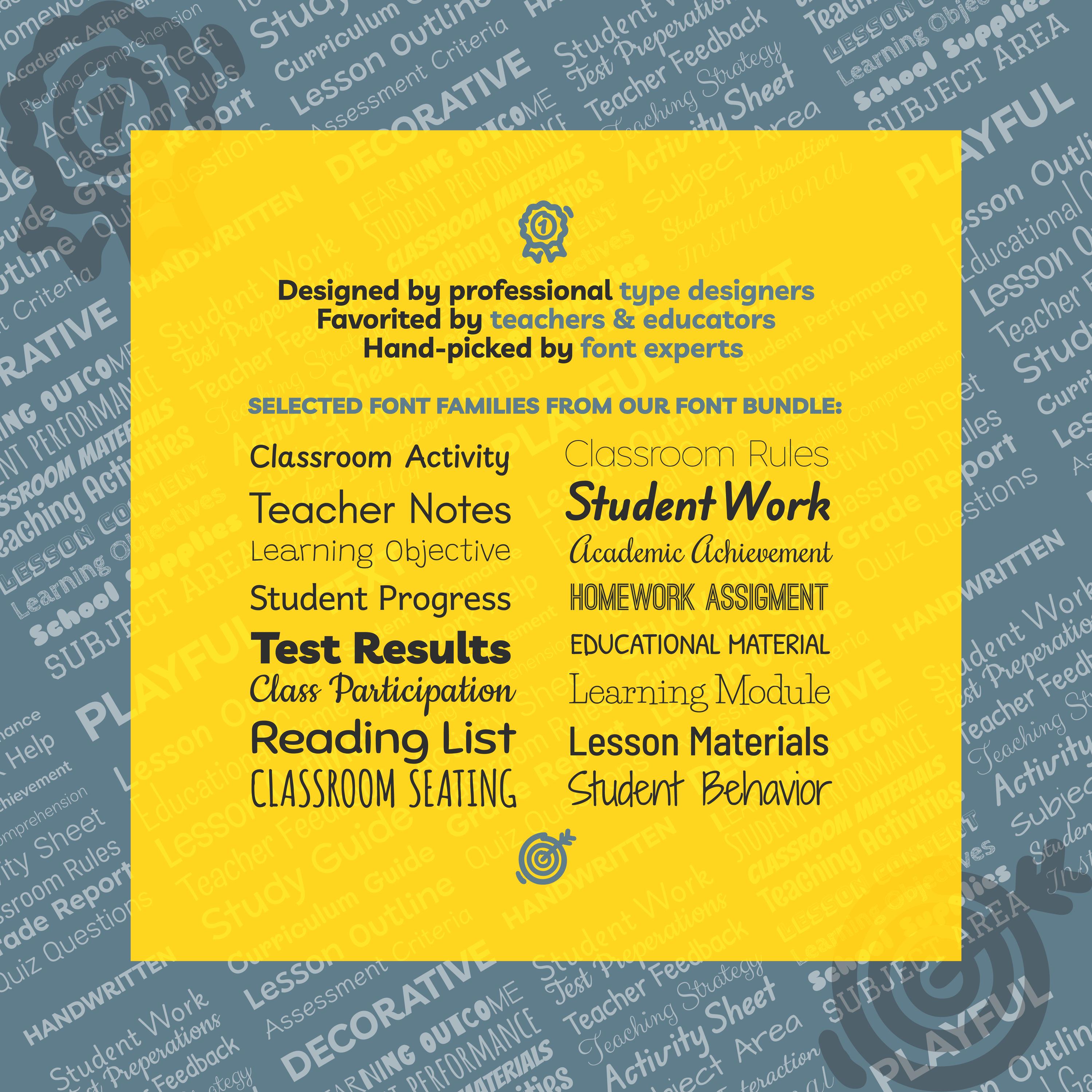 37 Essential Classroom Fonts: Teacher's Toolkit, School Font Bundle ...