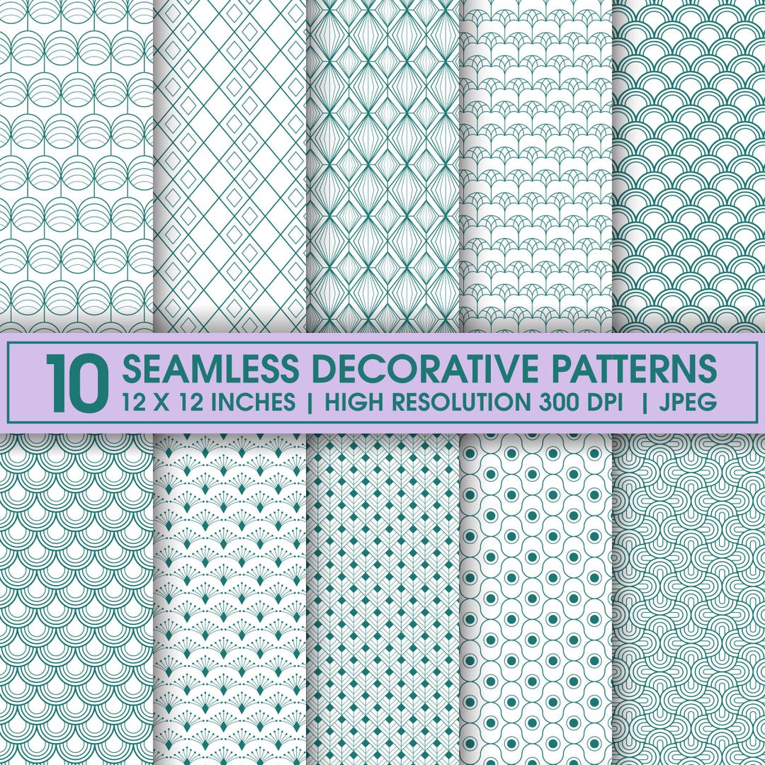 10 Seamless Geometric Decorative Patterns for Home Decor, Textiles ...