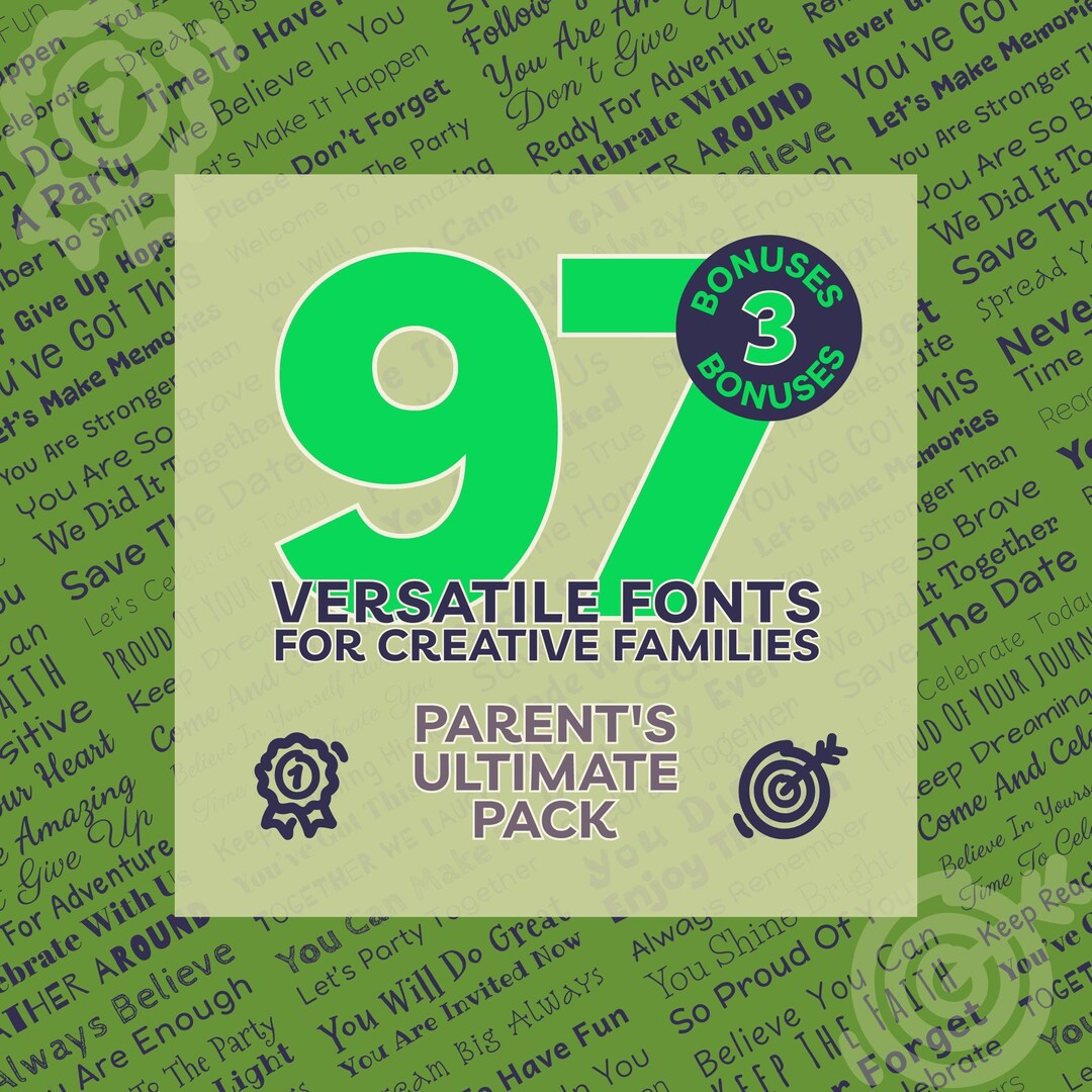 97 Versatile Fonts for Creative Families, Parent's Ultimate Font Pack ...
