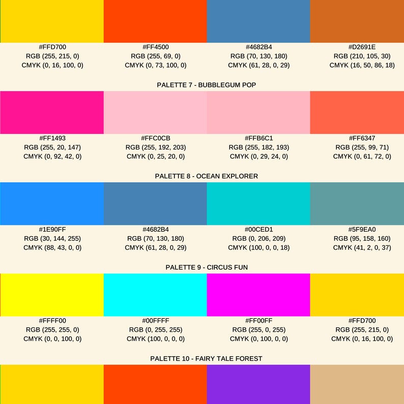 Kids Color Palettes 99 Palettes, 594 Colors for Crafting, DIY ...
