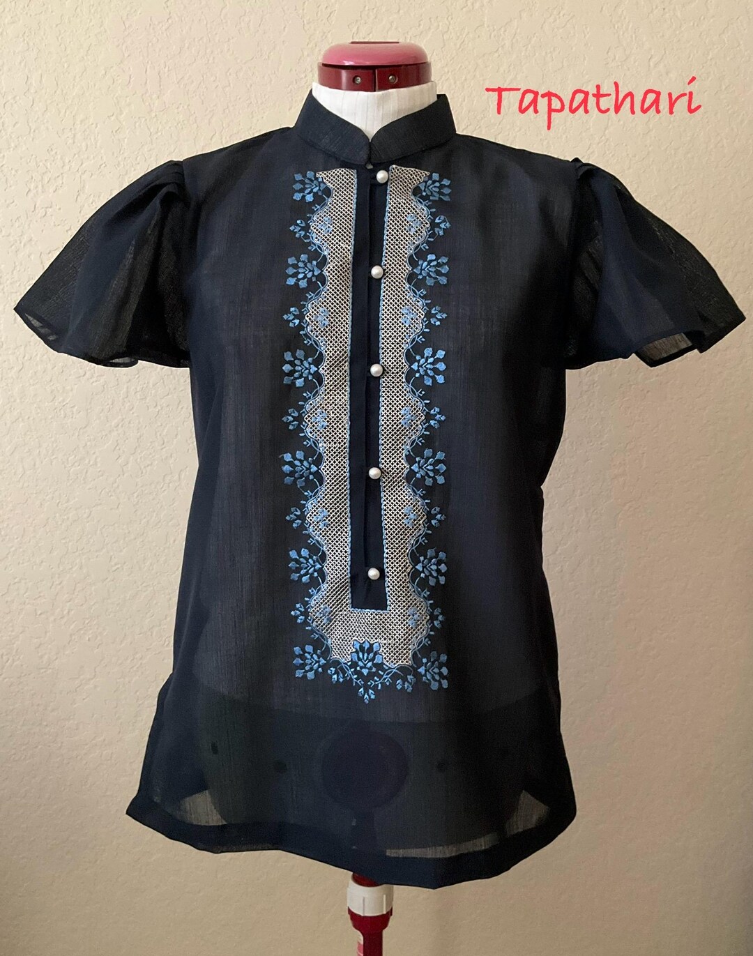 FILIPINA BARONG Blouse-chinese Collar-japan Jusi - Etsy
