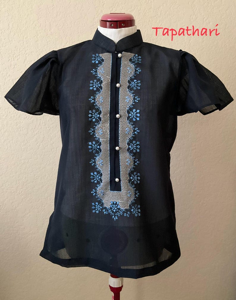FILIPINA BARONG Blouse-chinese Collar-japan Jusi - Etsy