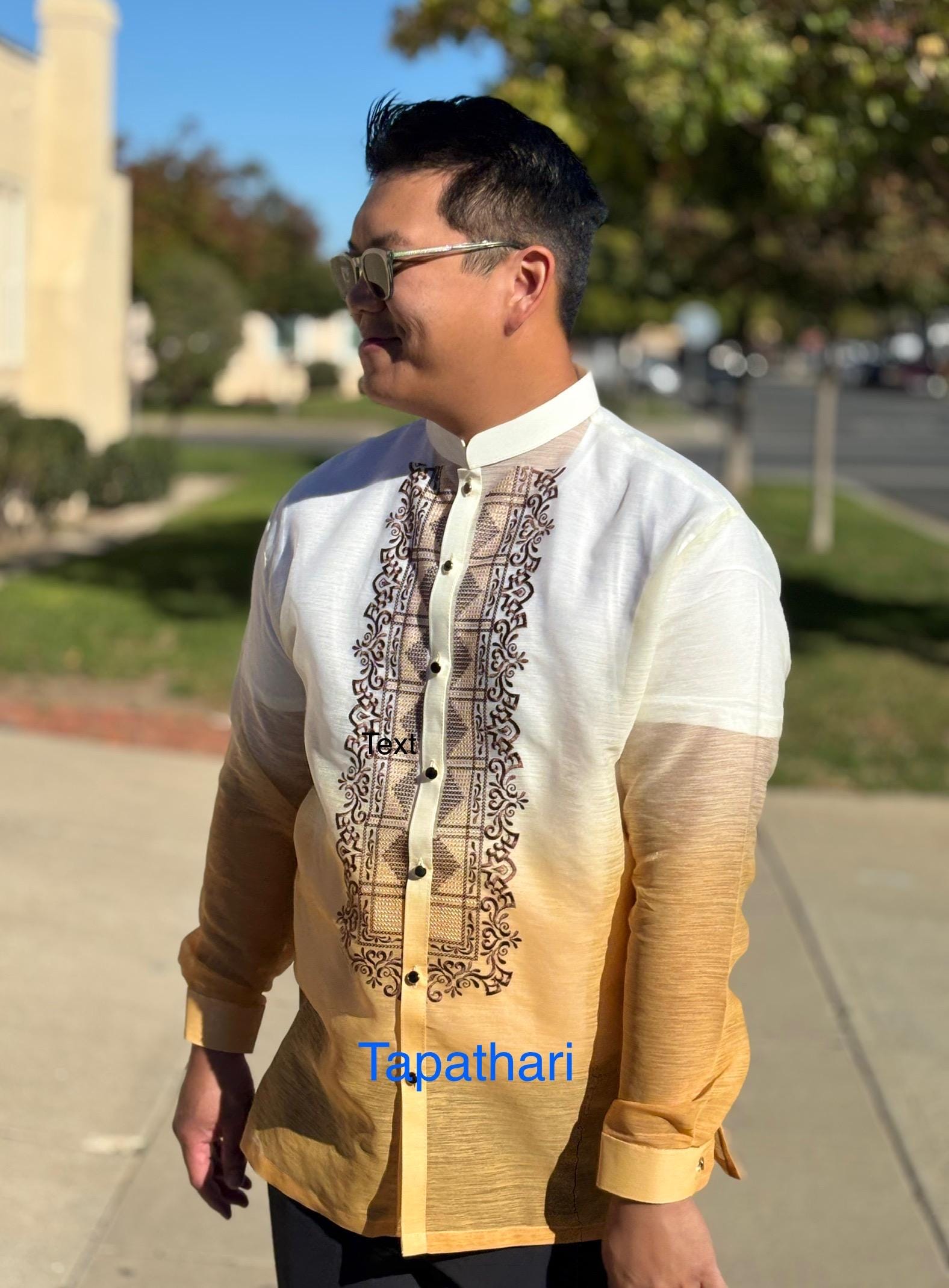 Modern BARONG TAGALOG - Fully Open Chinese Collar - Etsy