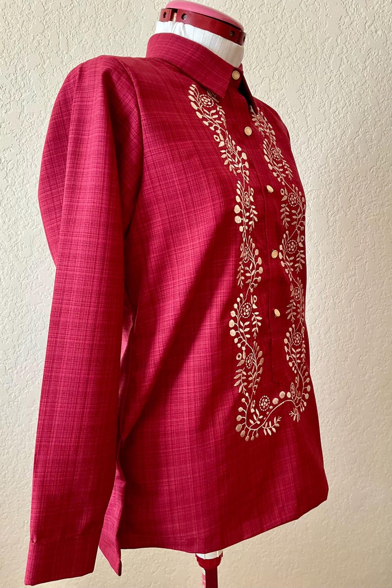 FILIPINA MODERN BARONG - Red and Navy Blue Final Sale - Etsy