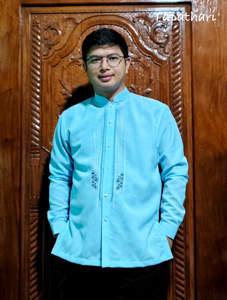 Modern BARONG TAGALOG - Fully Open Chinese Collar - Etsy