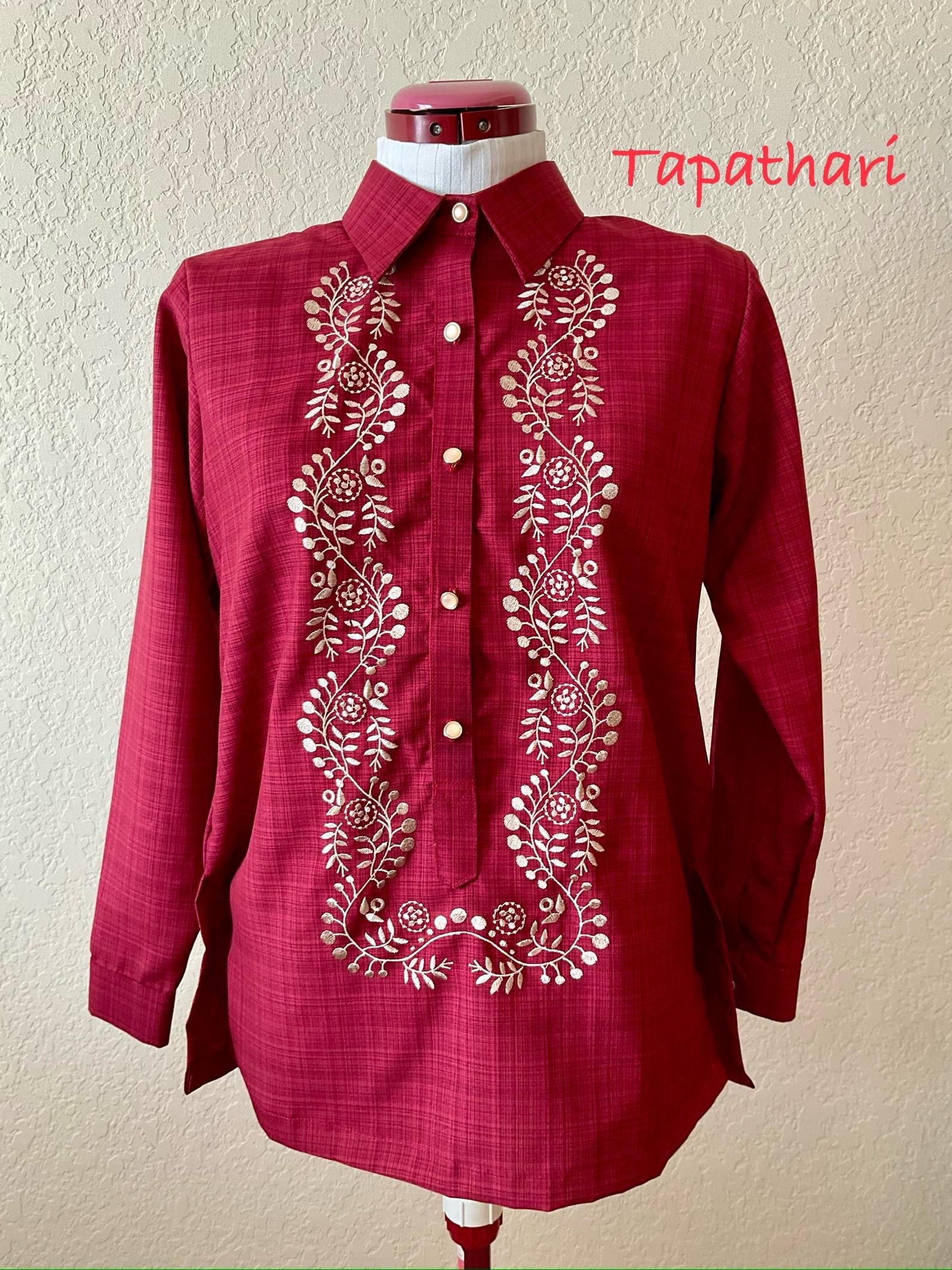 FILIPINA MODERN BARONG - Red and Navy Blue - Etsy