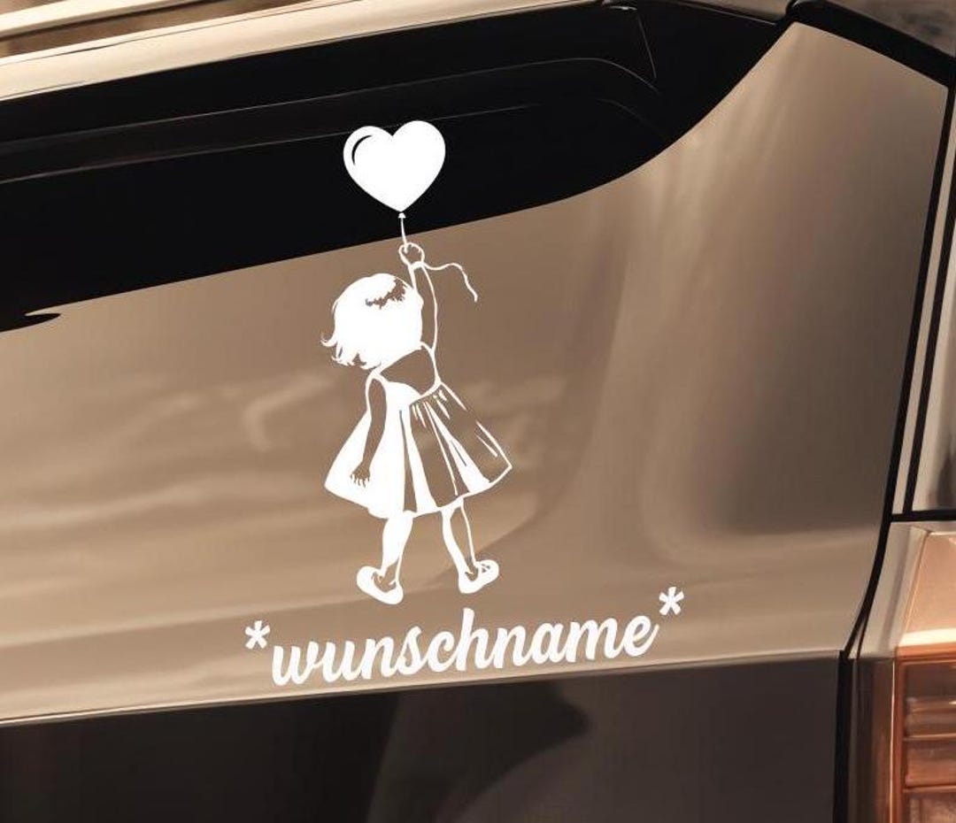 Car Sticker Rear Window Bumper Girl With Heart Balloon Car Sticker - Etsy