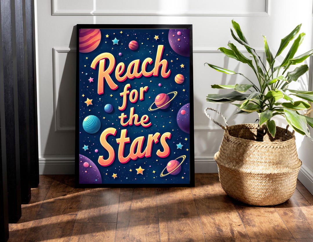 Trendy Reach for the Star Wall Art Poster, Living Room Wall Art Poster ...