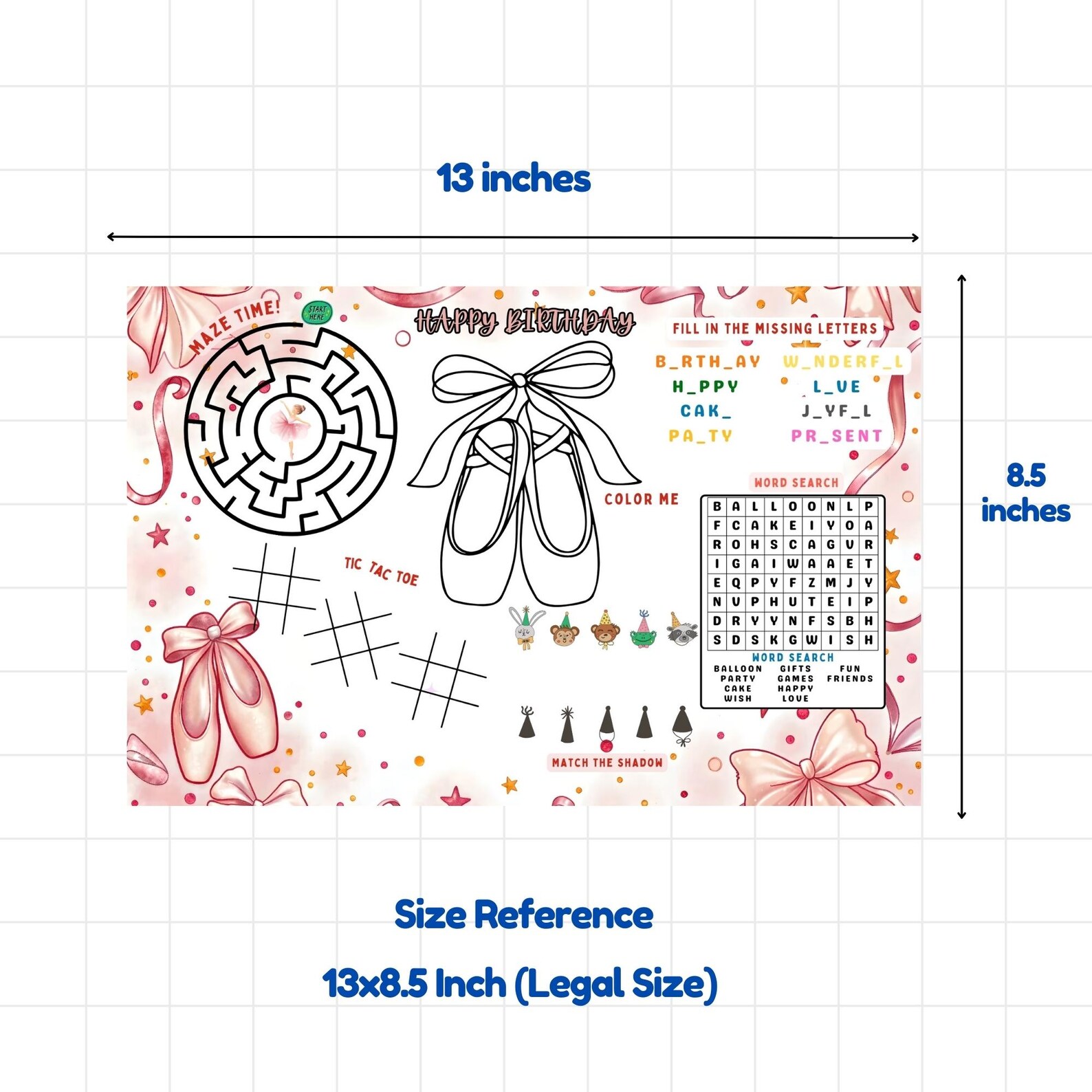 Ballerina Activity Placemat DIGITAL, Ballet Party Activity Tablemat ...