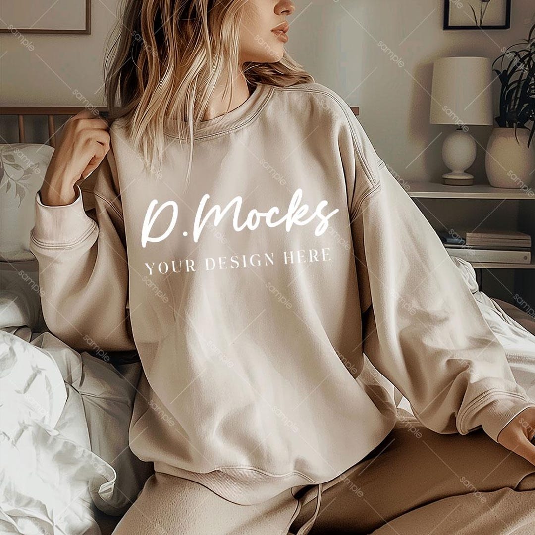 Gildan 18000 Sand Sweatshirt Mockup Sweater Mockup Crewneck Mockup ...