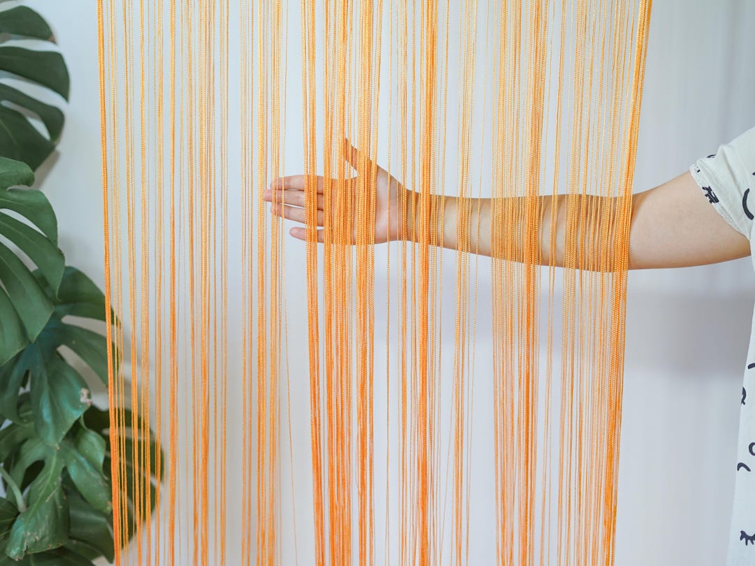 Thread String Curtain | Orange Shade Room Divider Curtain | Rust String ...