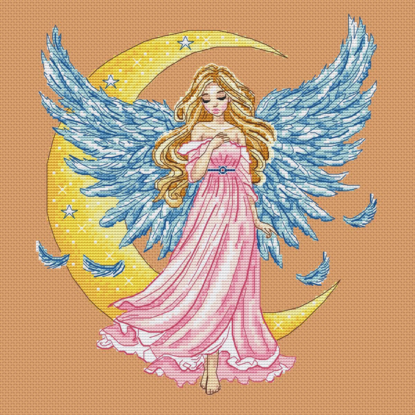 Heavenly Angel Cross Stitch Pattern Guardian Angel Embroidery Design ...