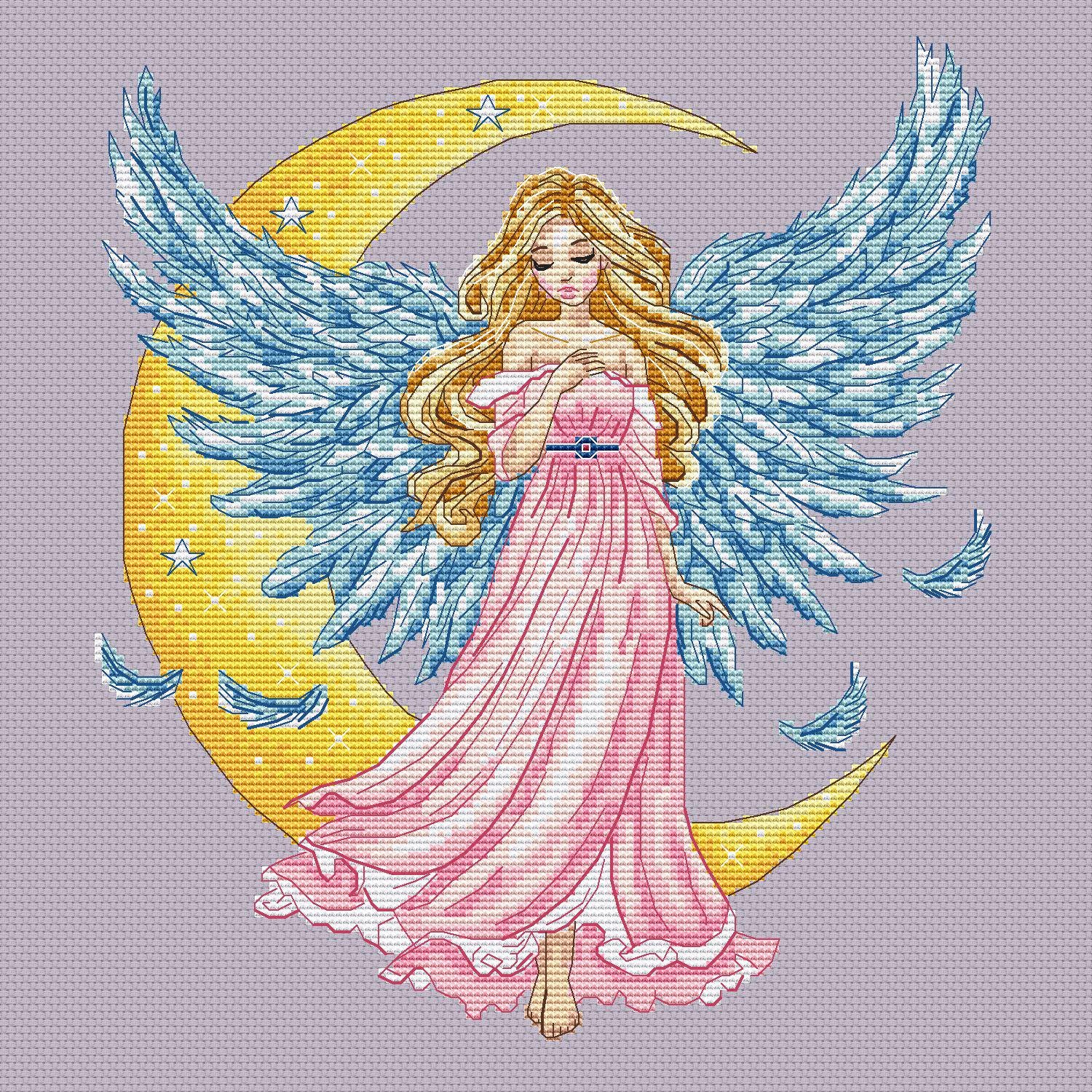 Heavenly Angel Cross Stitch Pattern Guardian Angel Embroidery Design ...