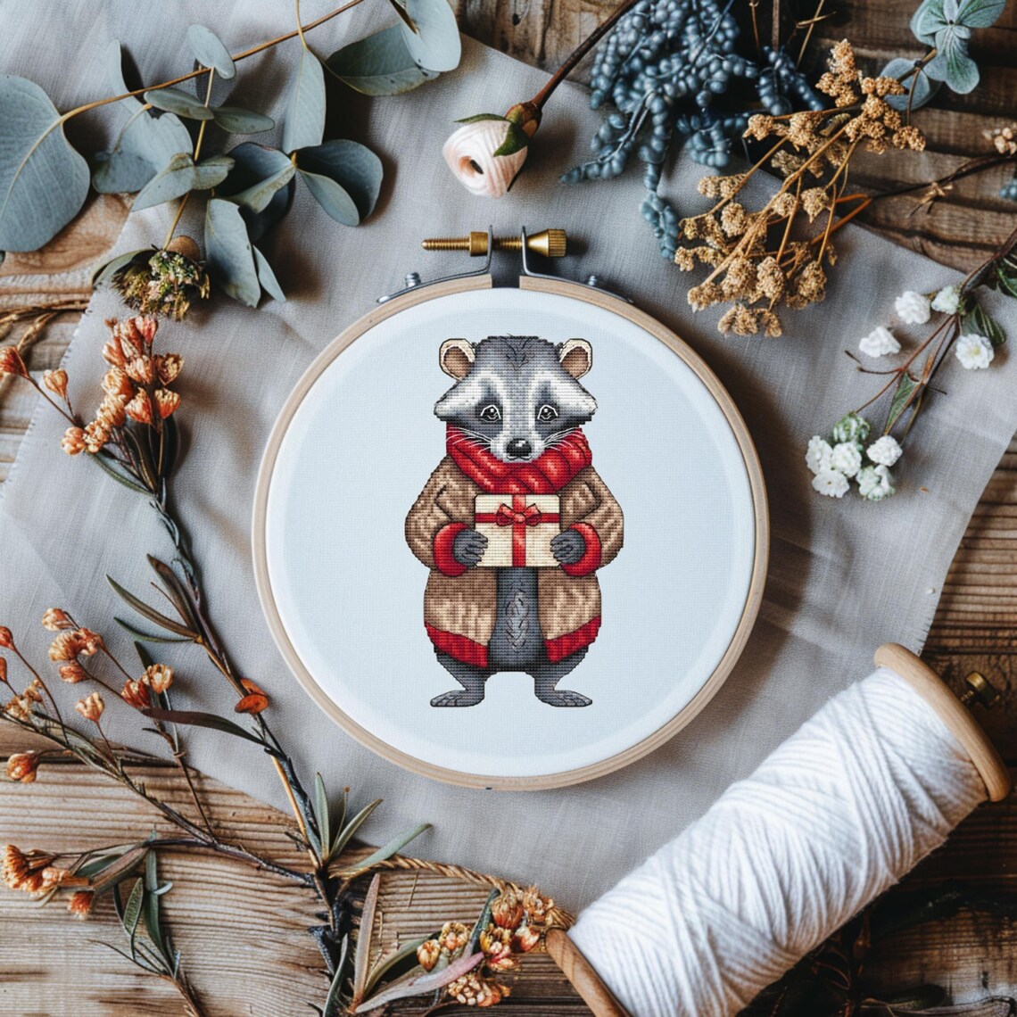 Festive Badger Cross Stitch Pattern - Christmas Gift Design PDF Cute ...