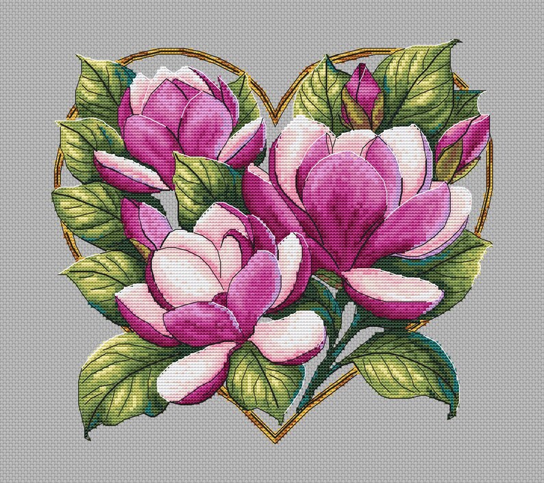 Delicate Magnolia Cross Stitch Pattern Spring Flower PDF Modern ...