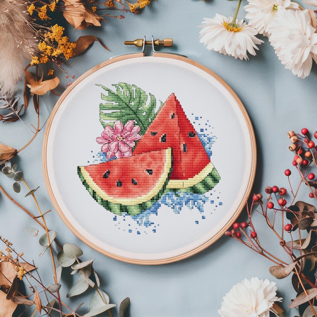 Tasty Watermelon Cross Stitch Pattern Berry Ornament Summer Pattern PDF ...
