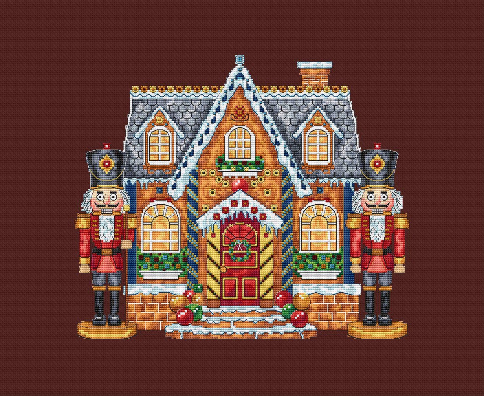 Cross Stitch Pattern Gingerbread House, Christmas Ornaments, Cottage ...