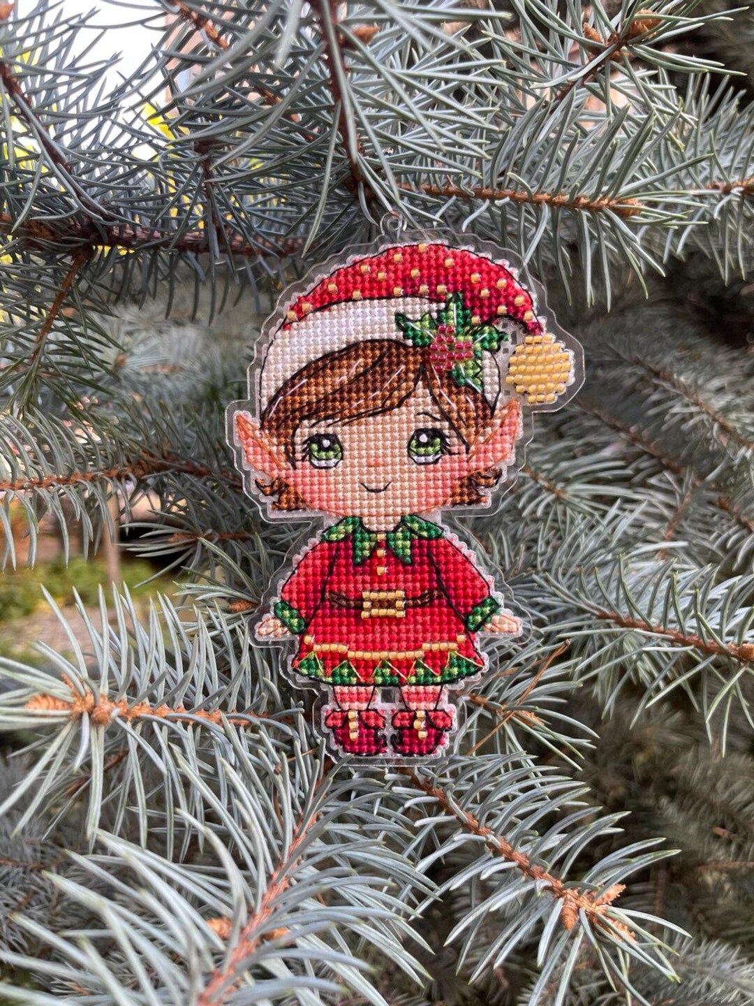 Cheerful Christmas Elf Bell Cross Stitch Pattern, Cute Holiday Decor ...