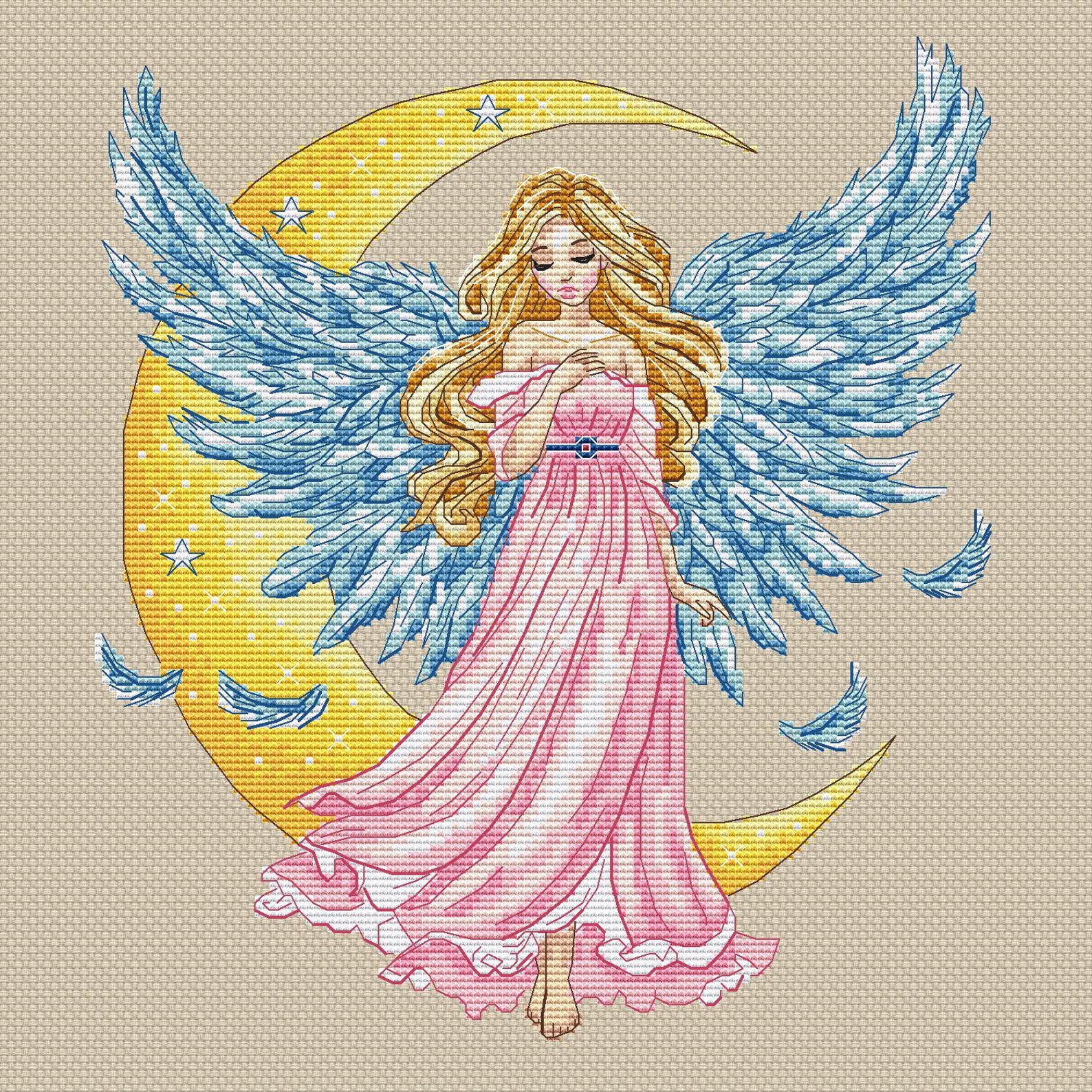 Heavenly Angel Cross Stitch Pattern Guardian Angel Embroidery Design ...