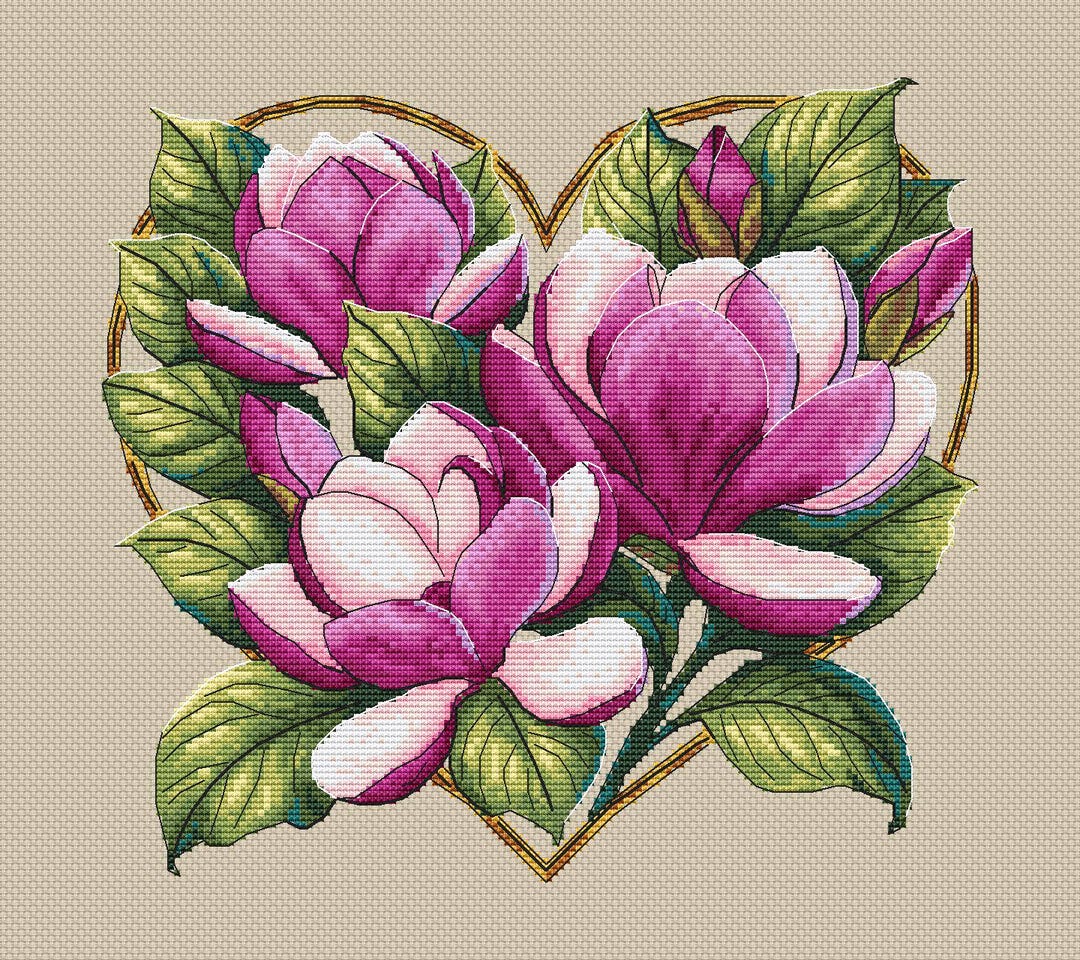 Delicate Magnolia Cross Stitch Pattern Spring Flower PDF Modern ...