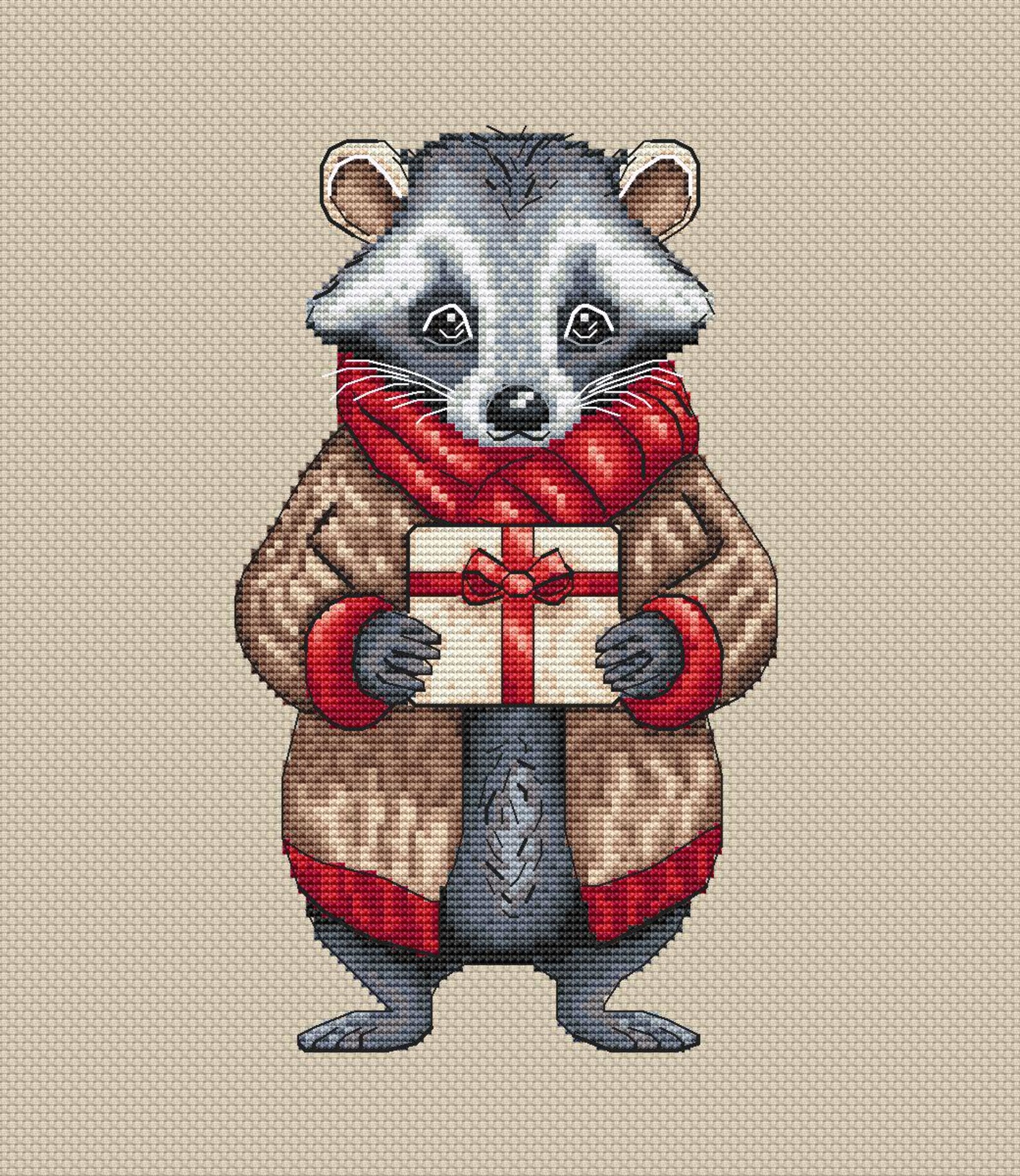 Festive Badger Cross Stitch Pattern - Christmas Gift Design PDF Cute ...