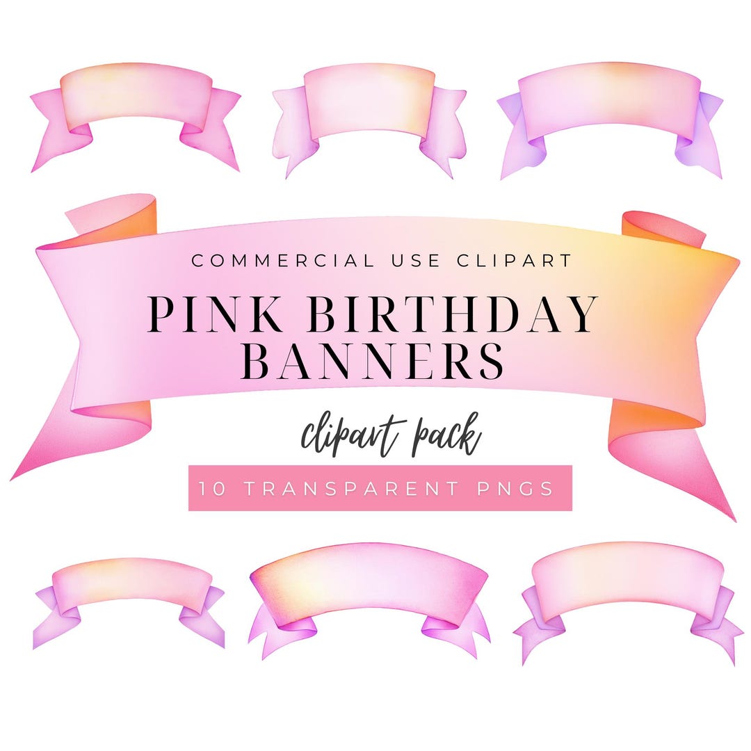 Watercolor Birthday Banner Clipart - Happy Birthday Clipart PNG ...