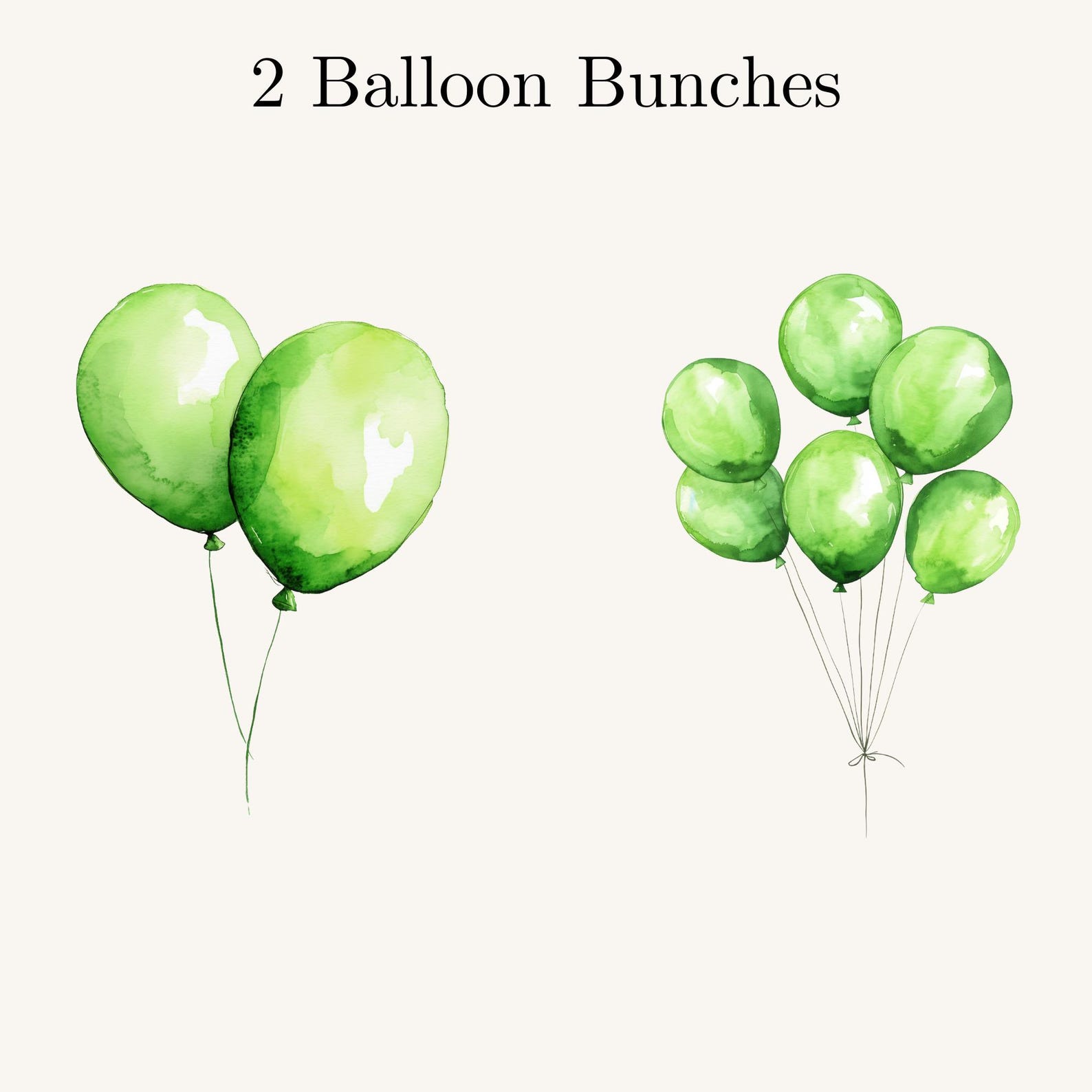 Birthday Water Color Clipart, Green Birthday Clipart, Birthday Clipart ...