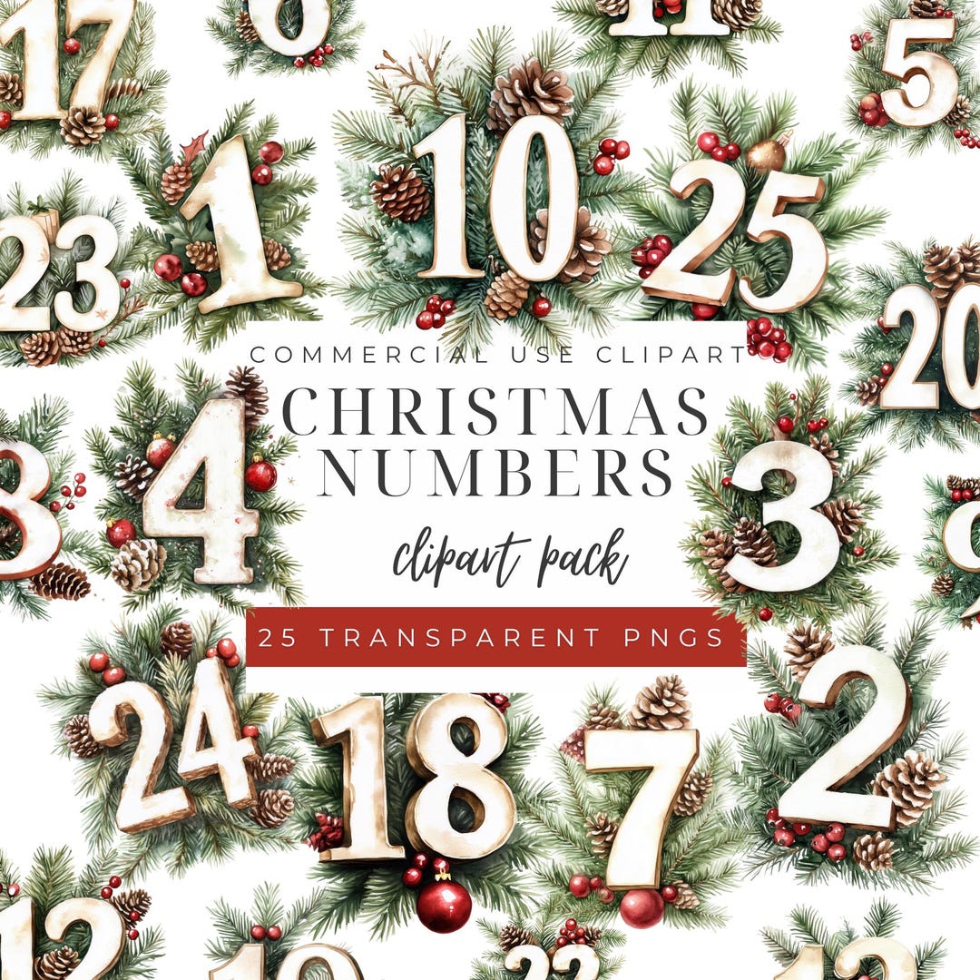 Christmas Advent Countdown Clipart, Fun Holiday Decor, Printable ...