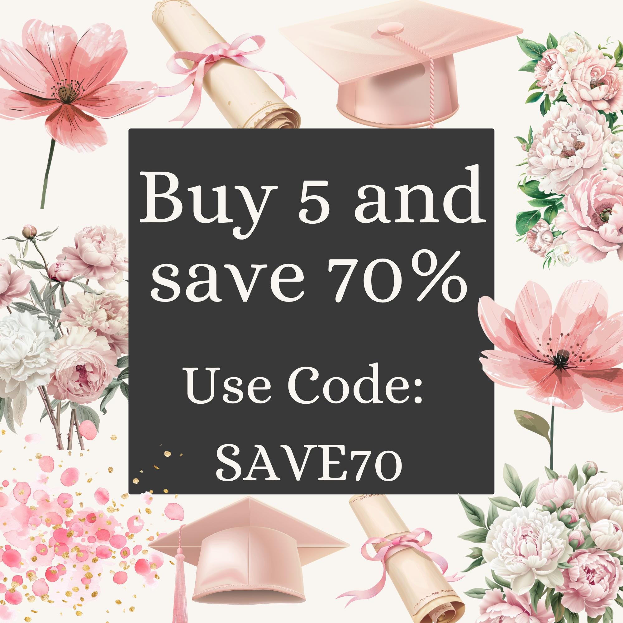 Pink Graduation Cap Clipart, Digital Download for Graduation Party ...