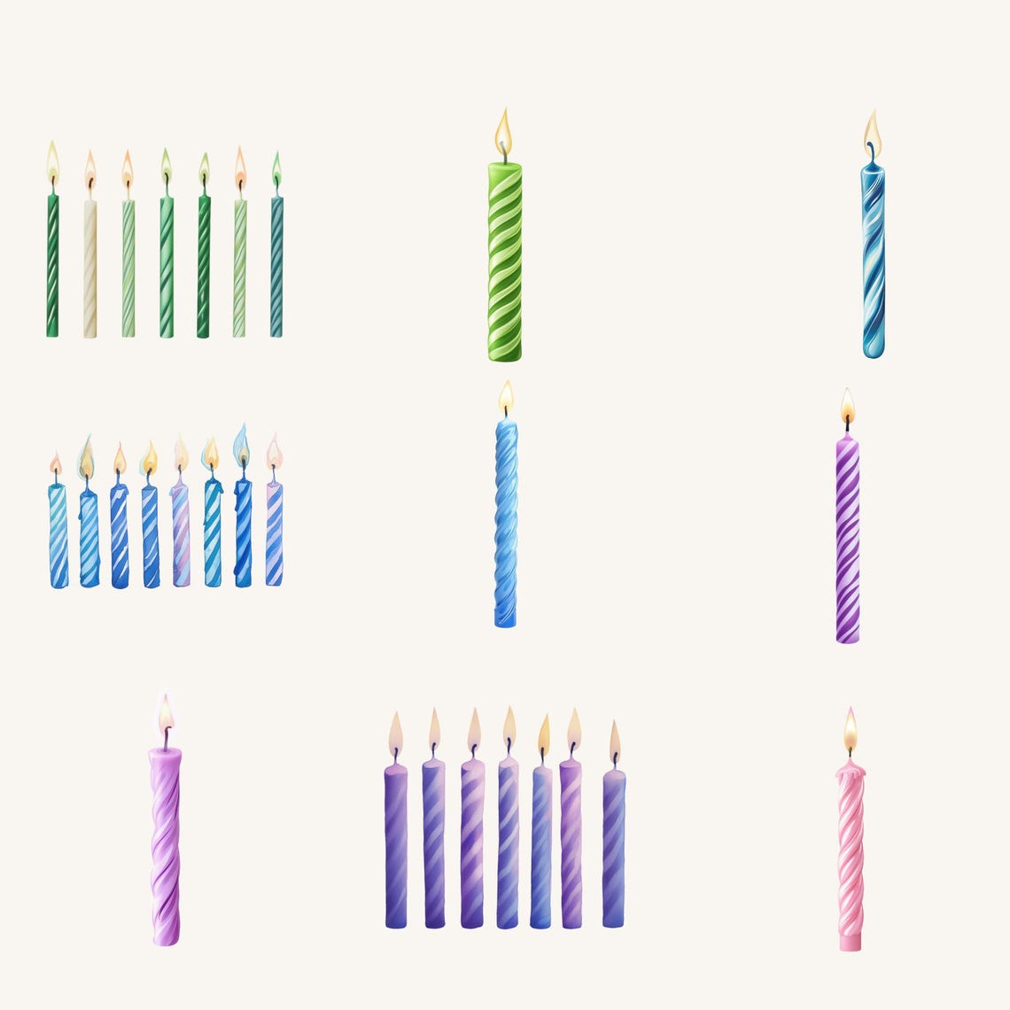 Watercolor Birthday Candle Clipart - Digital Download for Invitations ...
