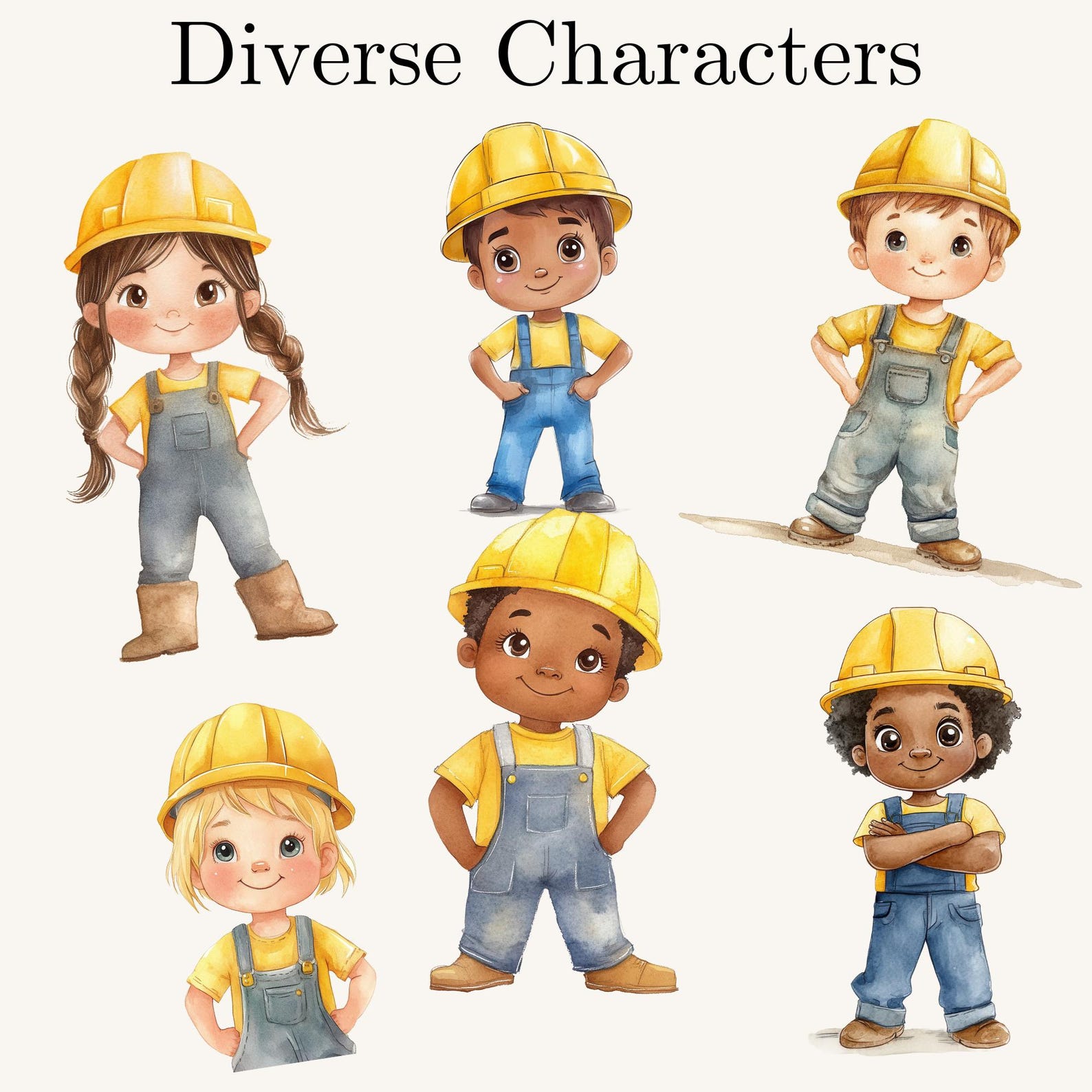 Construction Kids Clipart PNG, Diverse Construction Worker ...