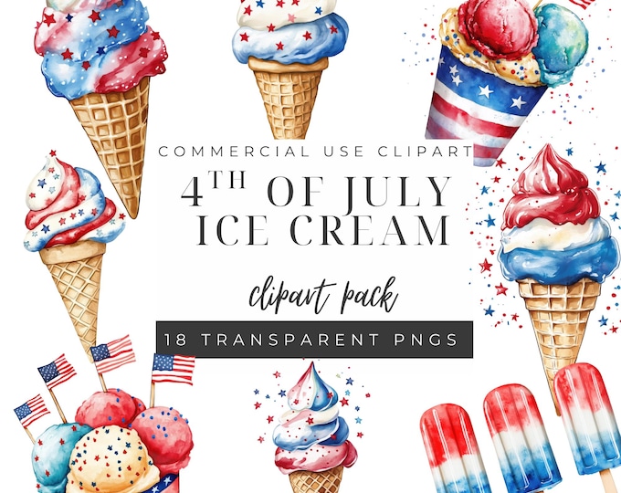 Watercolor Patriotic Ice Cream Png,4th of July Ice Cream ,USA Ice-cream ...