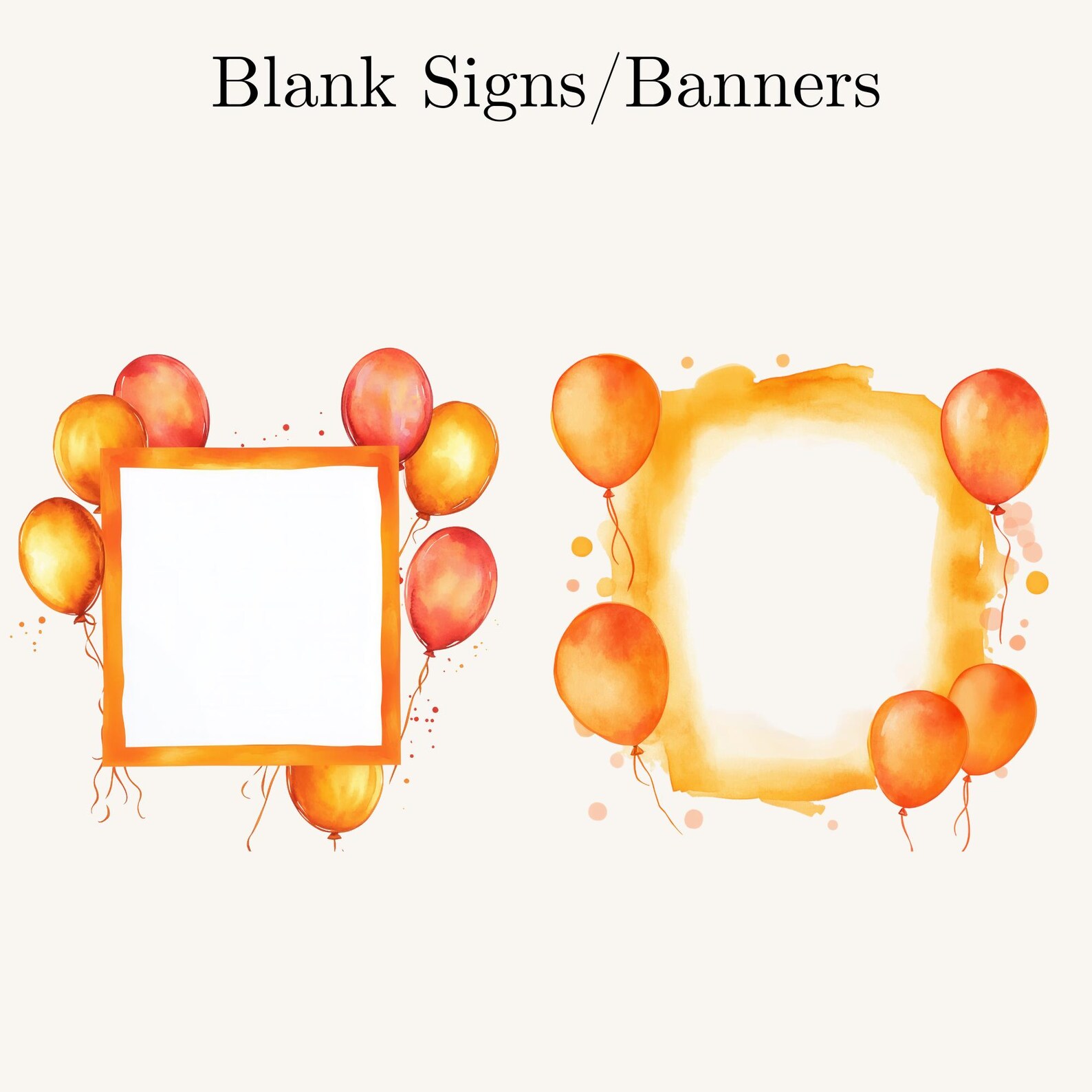 Birthday Water Color Clipart, Orange Birthday Clipart, Birthday Clipart ...