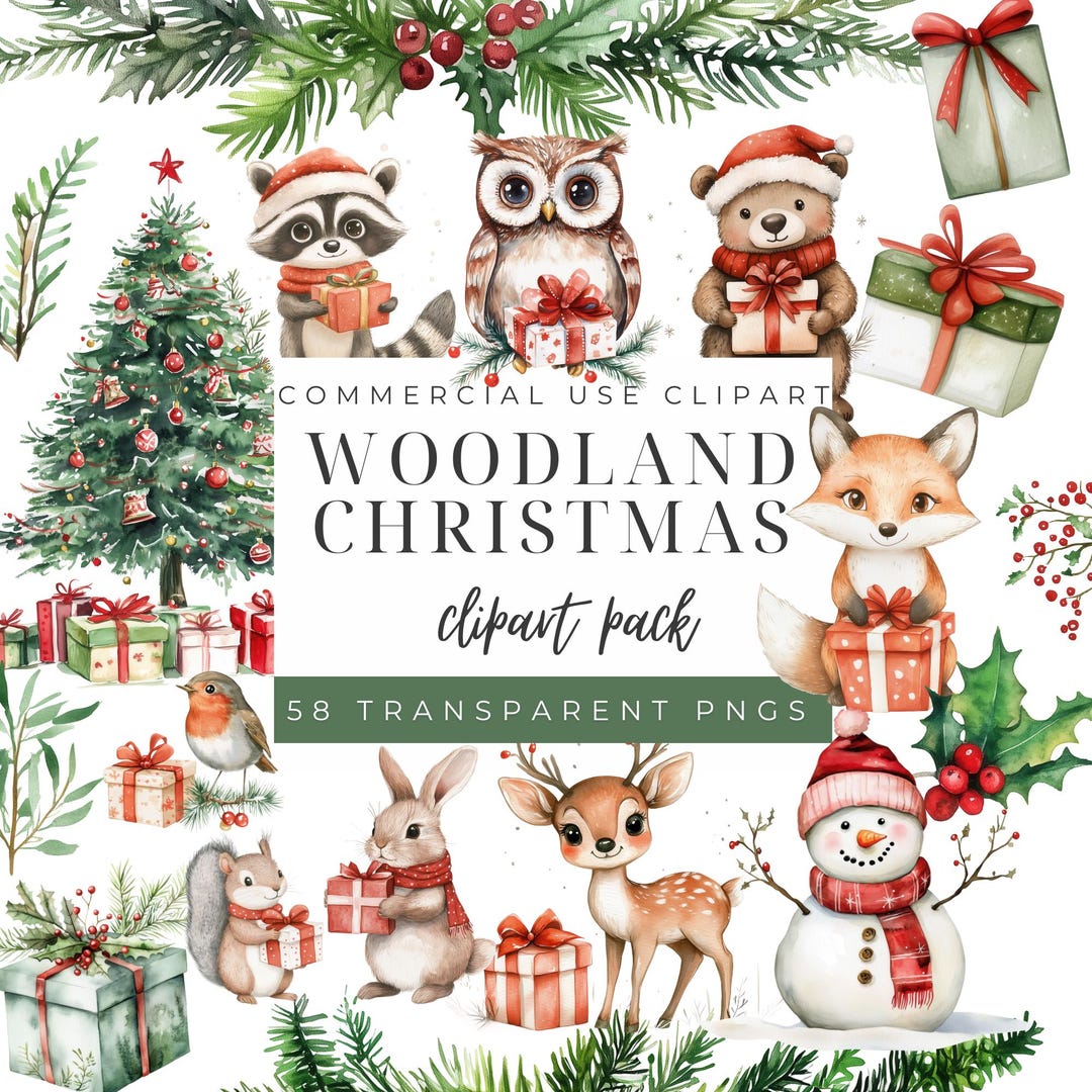 Christmas Woodland Present Clipart - Christmas Woodland Clipart ...