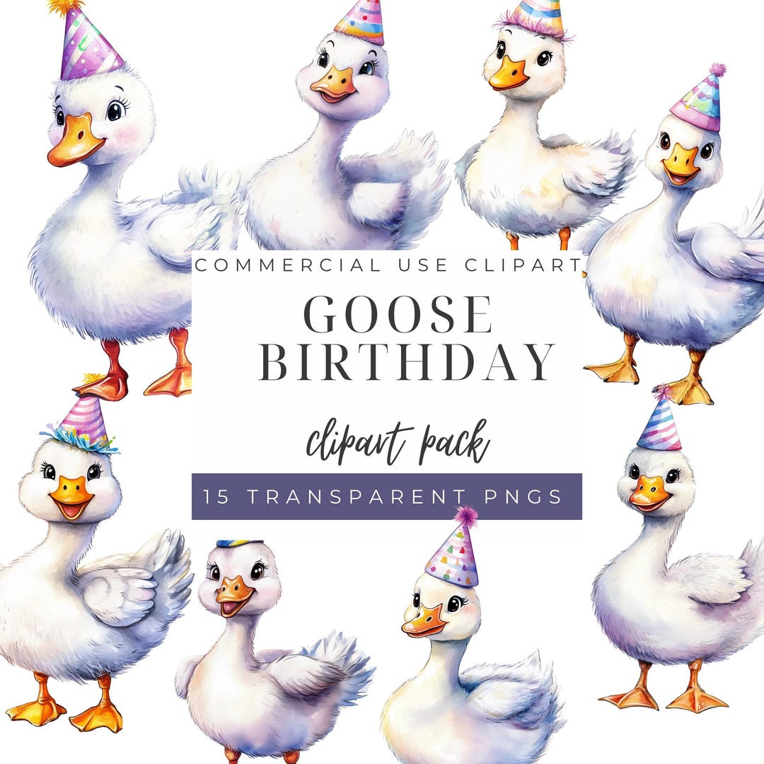 Goose With Birthday Hat Clipart, Silly Goose Clipart, Silly Goose ...