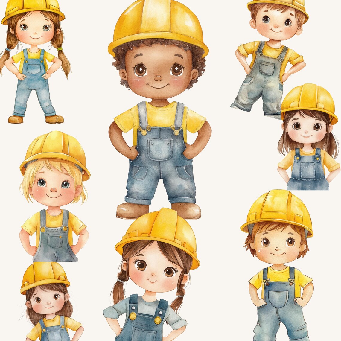 Construction Kids Clipart PNG, Diverse Construction Worker ...