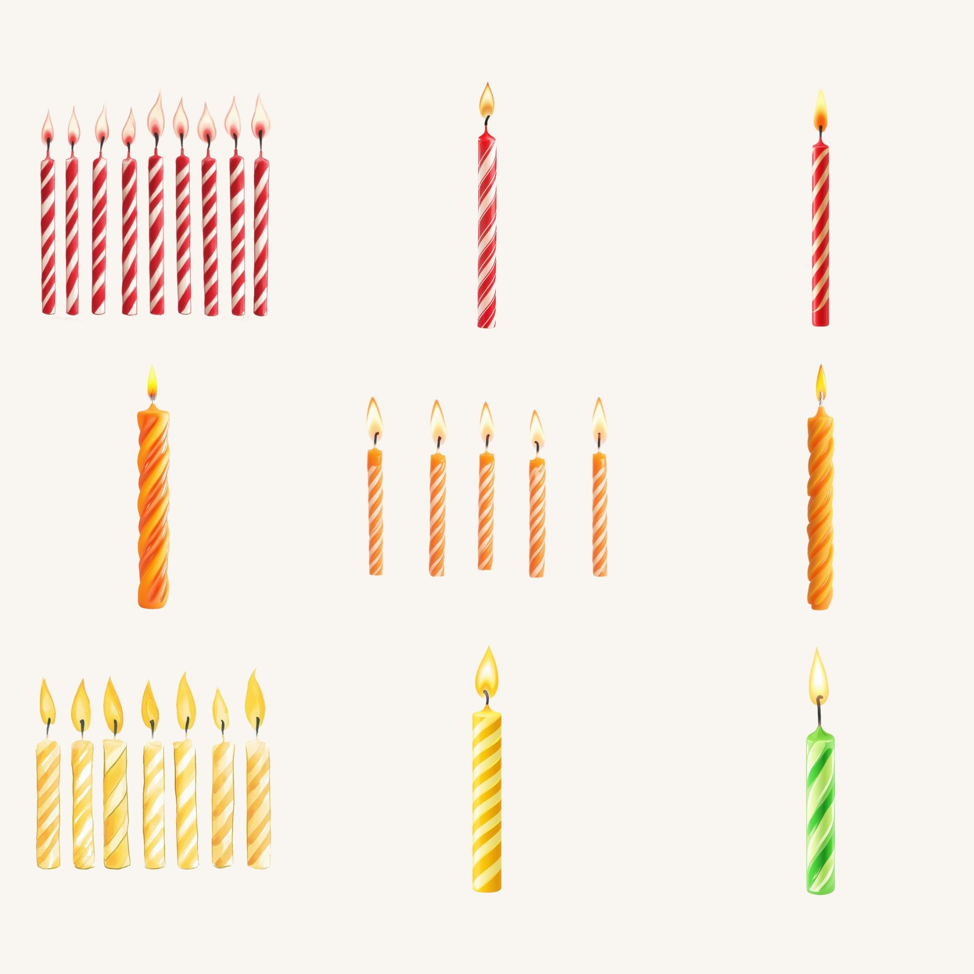 Birthday Candle Clipart PNG, Watercolor Rainbow Candles, Birthday Party ...