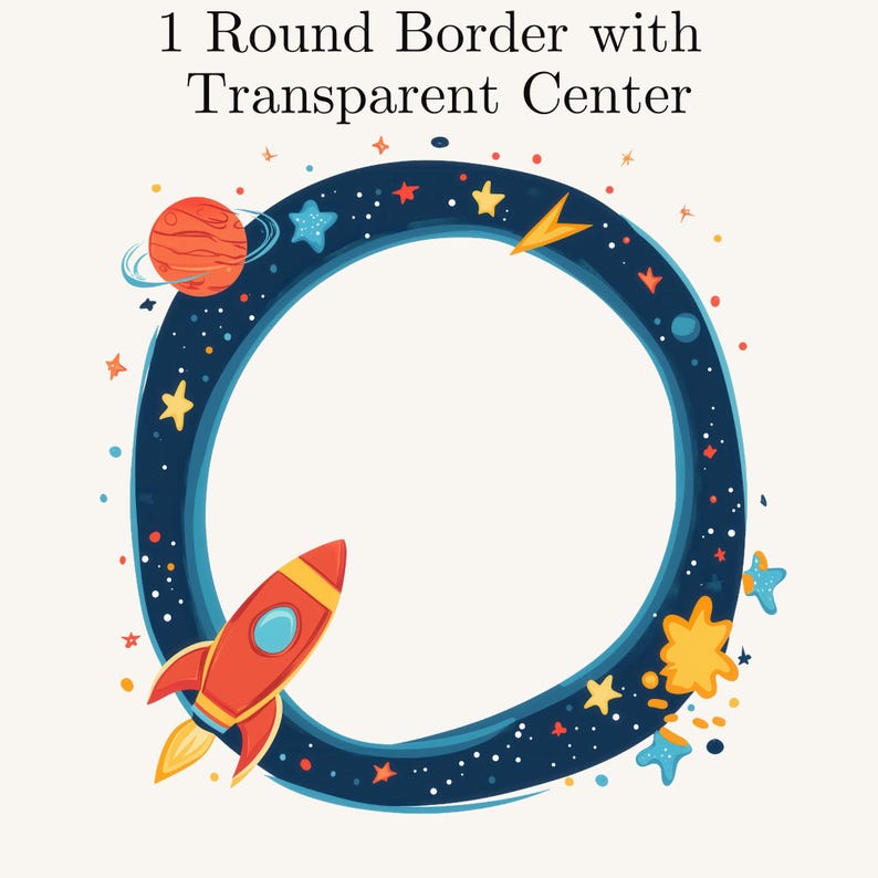 Space Clipart Digital Borders, Square & Rectangular Rocket Ship PNG ...
