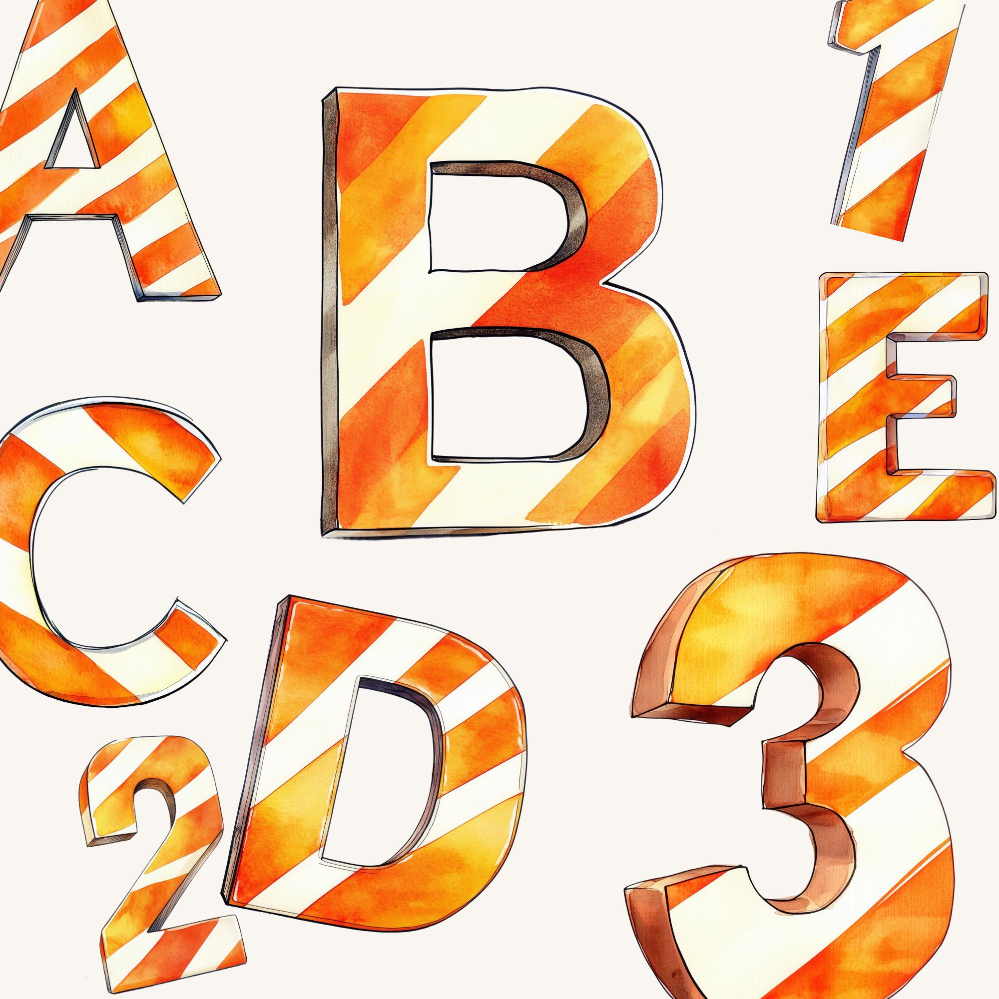 Construction Monogram Letters, Alphabet Clipart, Uppercase Letters and ...