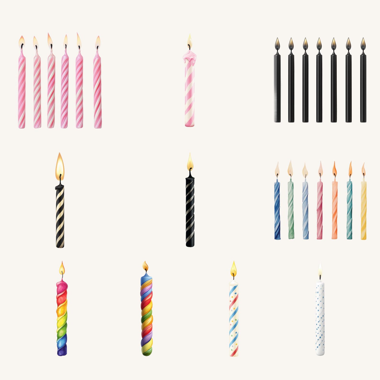 Watercolor Birthday Candle Clipart - Digital Download for Invitations - Cute Party Decorations ...