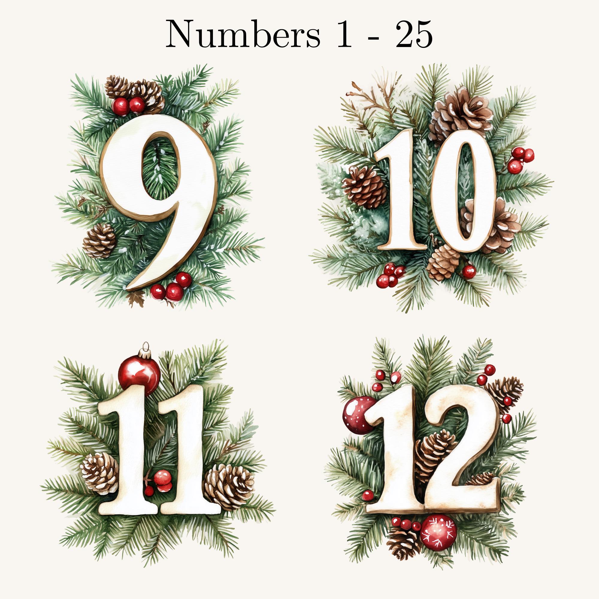 Christmas Advent Countdown Clipart, Fun Holiday Decor, Printable ...