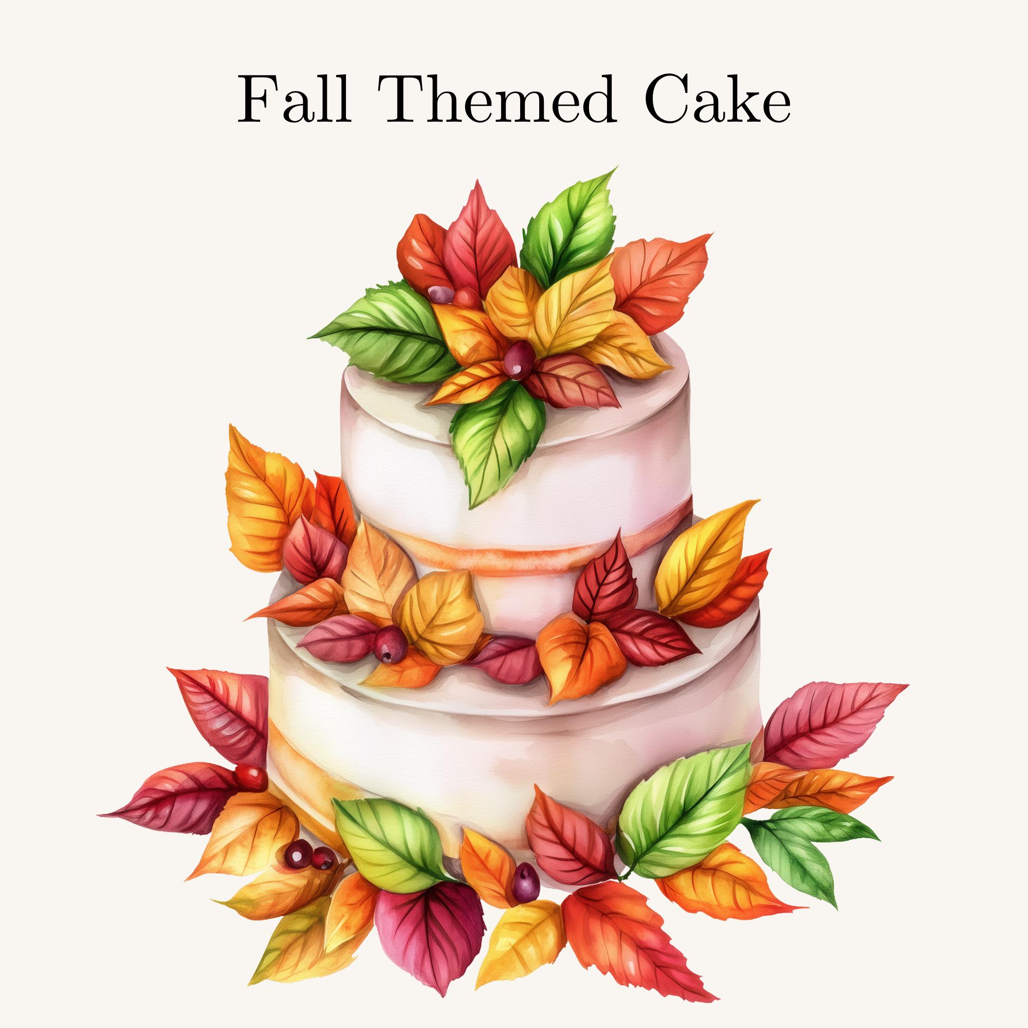 Fall Birthday Cake Clipart - Autumn Celebration Graphics - Digital ...