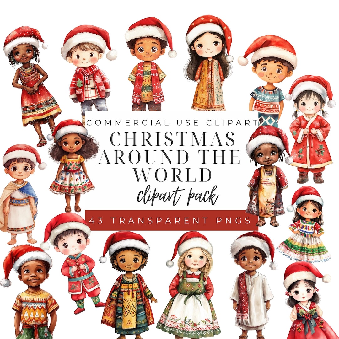 Christmas Around the World Clipart, Christmas Clipart, World Children ...