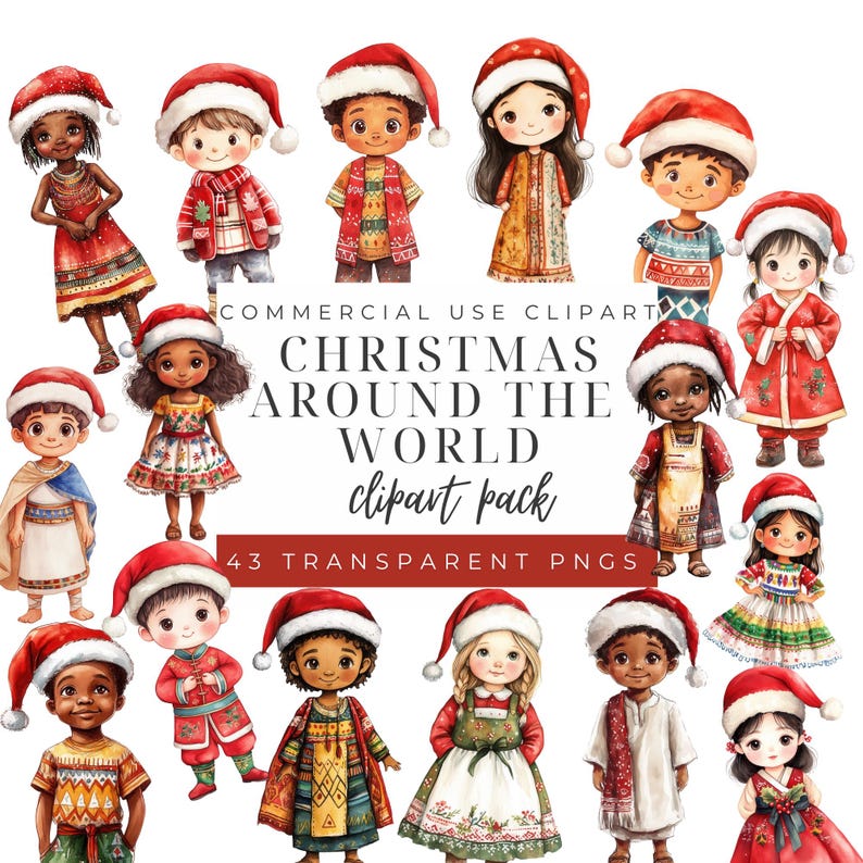 Christmas Around the World Clipart, Christmas Clipart, World Children ...