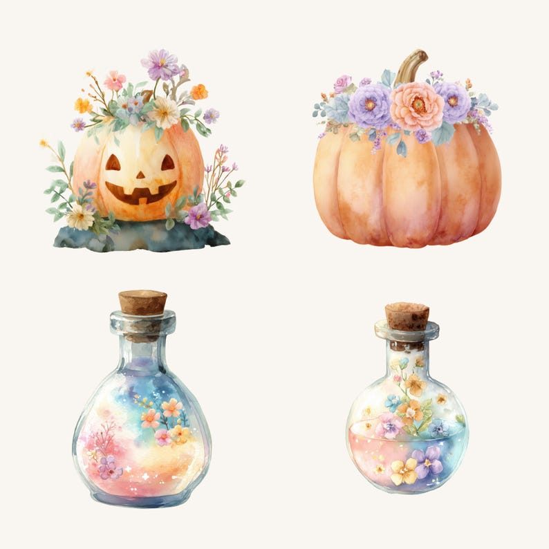 Halloween Clipart Bundle, Cute Spooky PNG, Digital Download for ...