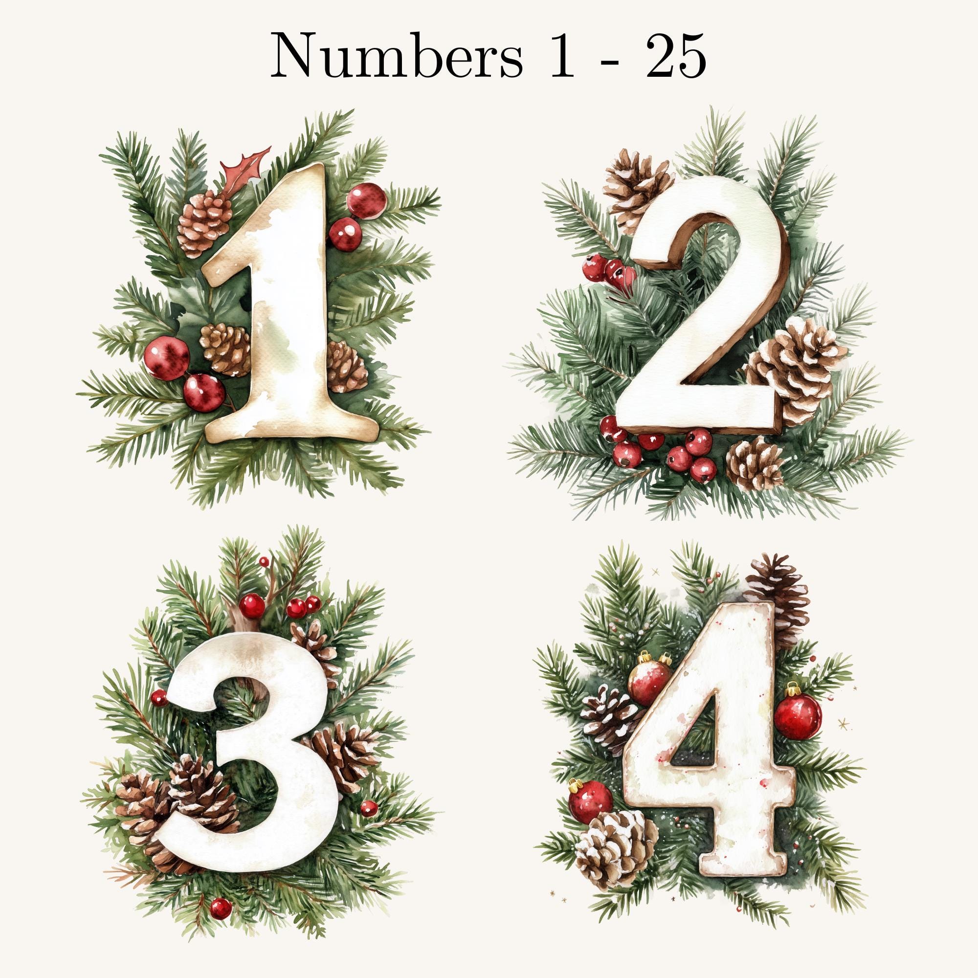 Christmas Advent Countdown Clipart, Fun Holiday Decor, Printable ...