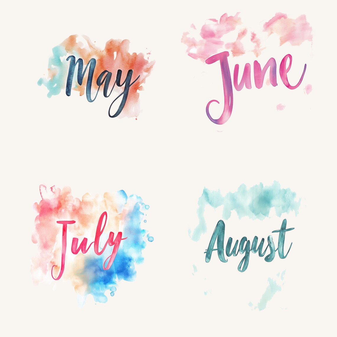 Watercolor Clipart, Months of the Year PNG, Digital Download for ...