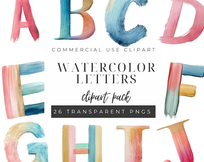 Watercolor CLIPART, Alphabet Clipart, Watercolour Clipart Set ...