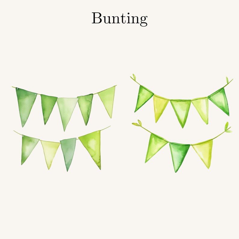 Birthday Water Color Clipart, Green Birthday Clipart, Birthday Clipart ...