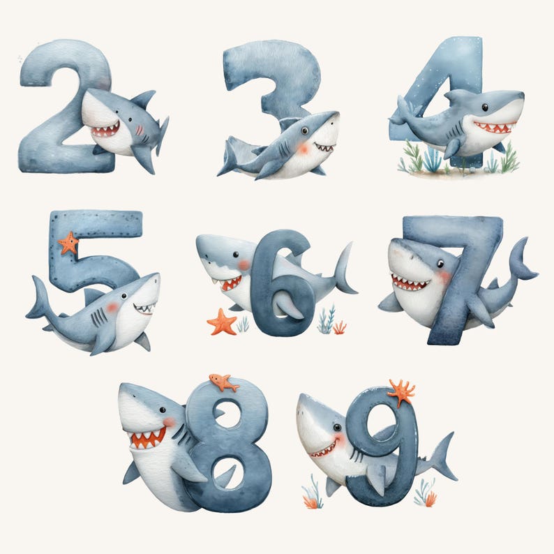 Shark Alphabet Clipart, Fun Shark Letters for Kids, Digital Download ...